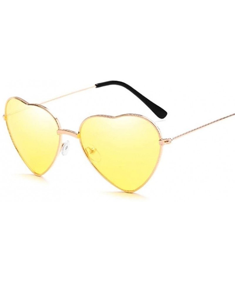 Retro Cat Eye Heart Sunglasses Women Metal Frame Mirror Uv400 Sun